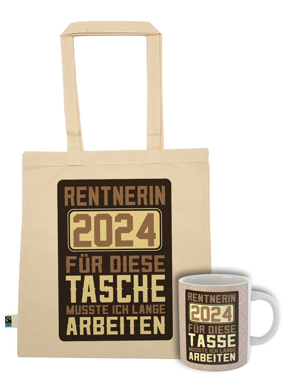 Rentnerin 2024 Tasche und Tasse mit Spruch ideal für die Verabschiedung ...